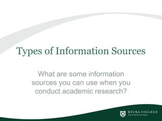 Types of information sources module | PPTX