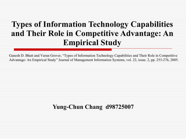 Types of Information Technology Capabilities and Their Role in ...