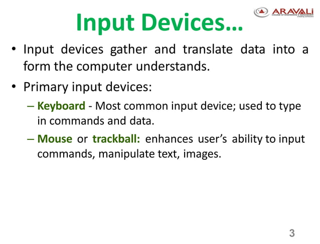 Types of input and output devices | PPTX | Computer Peripherals | Computing