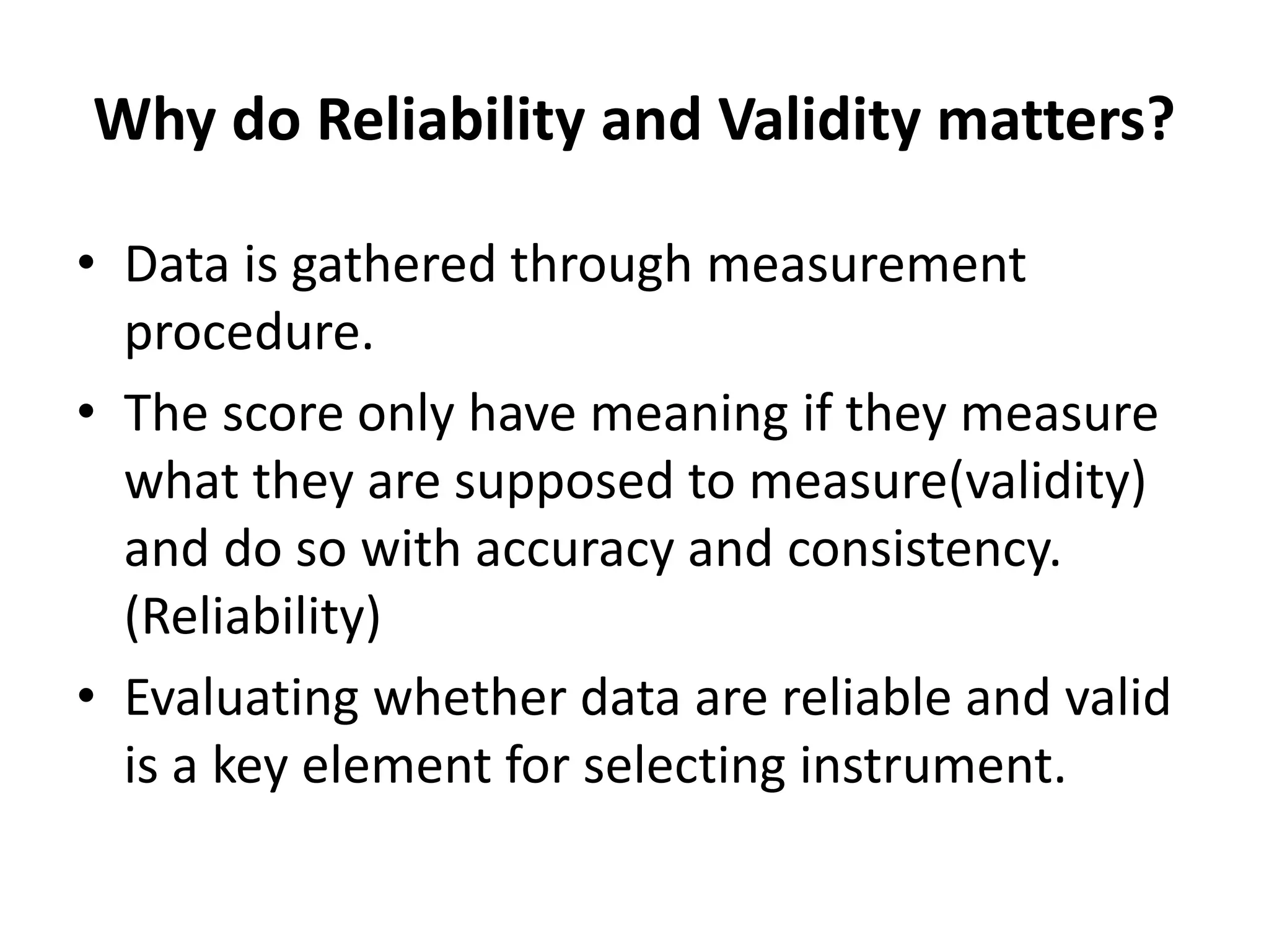 Types of instruments (observation schedule, rating scales, criterion ...