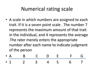 Types of instruments (observation schedule, rating scales, criterion ...