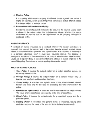 Types of insurance | DOCX