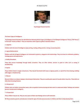 Types Of Intelligence | PDF