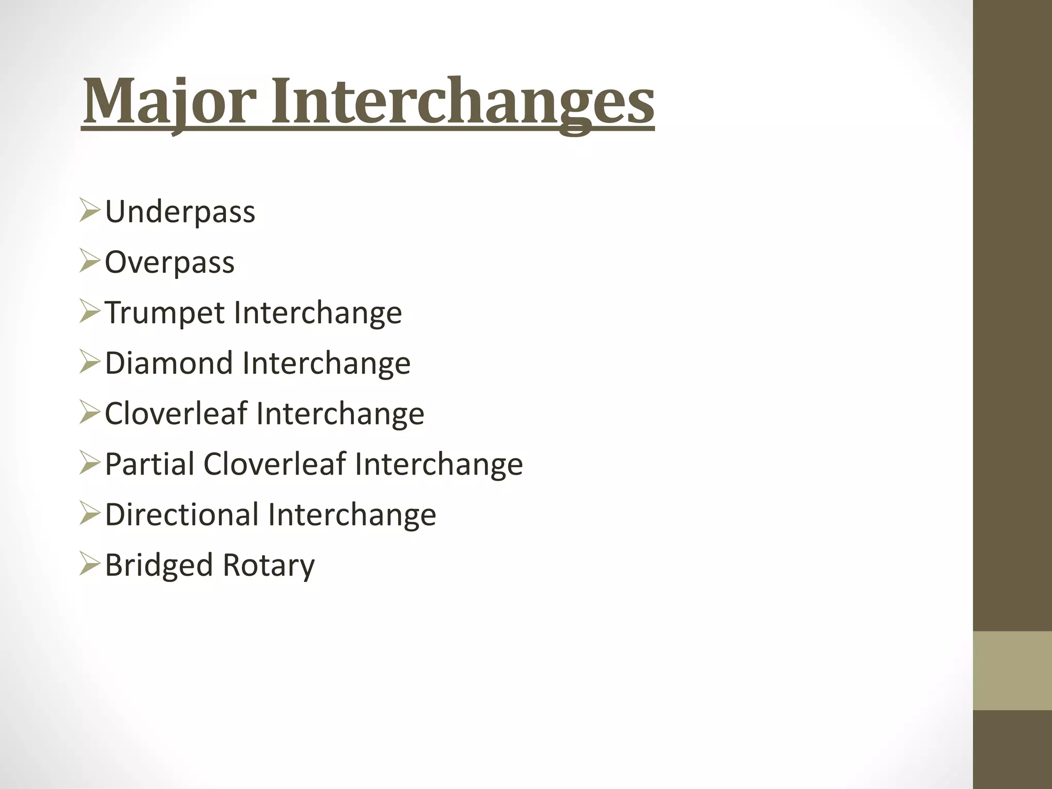 Types of intersection of road and design parameters of road ...