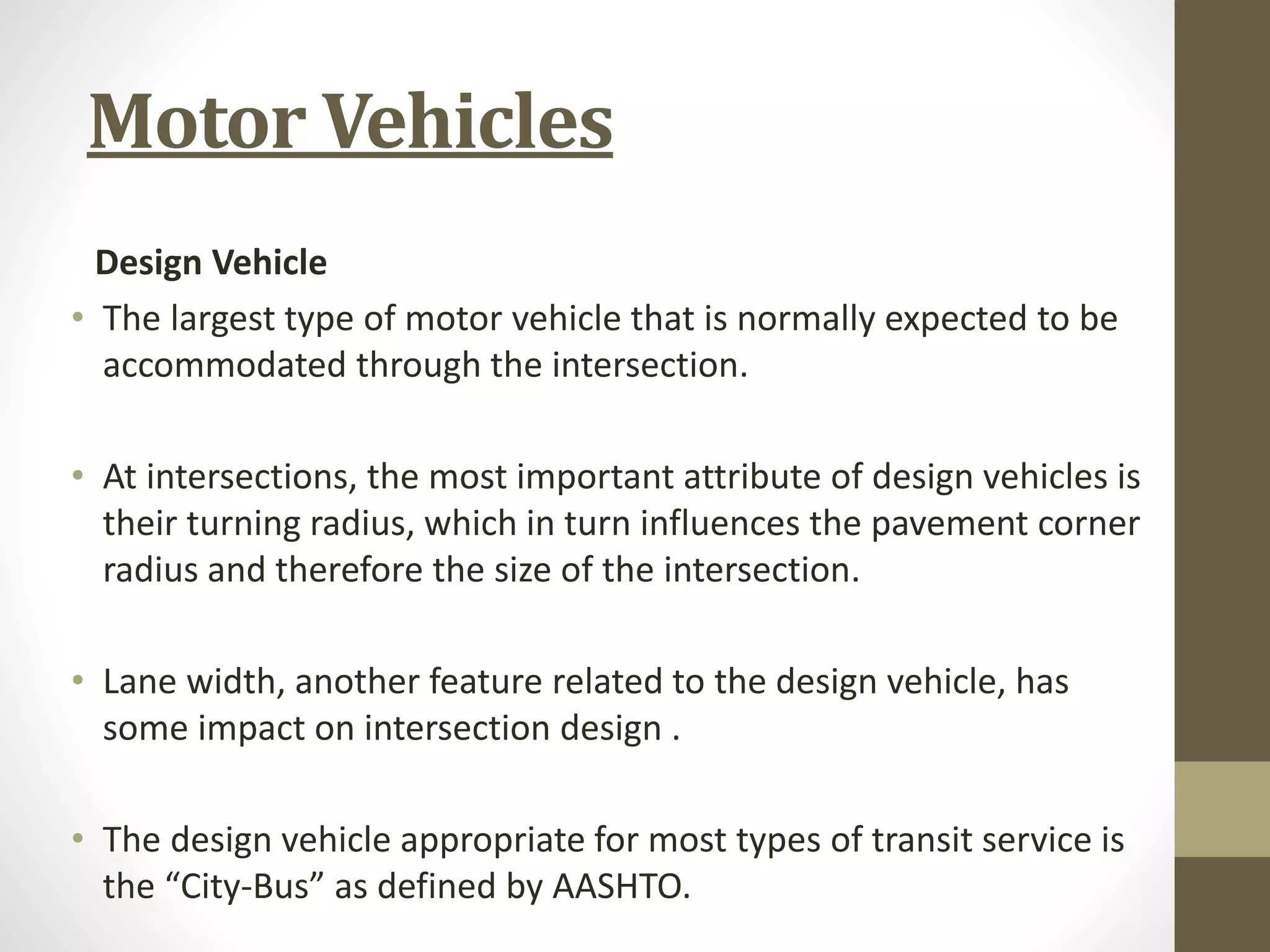 Types of intersection of road and design parameters of road ...