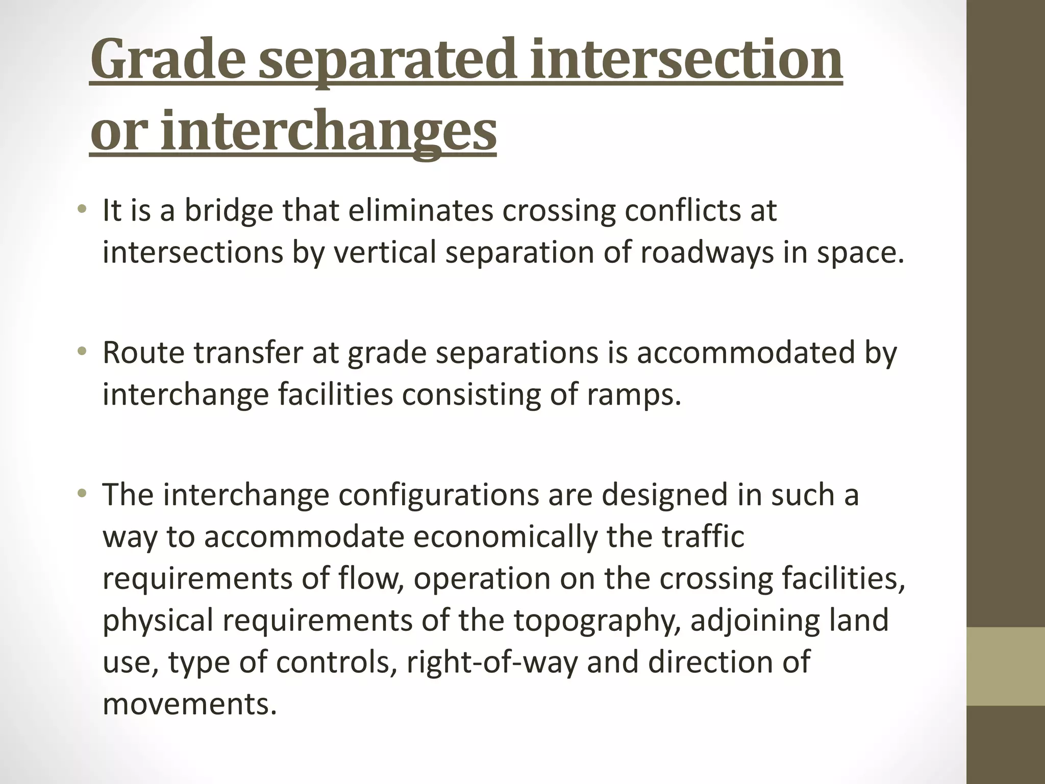 Types of intersection of road and design parameters of road ...