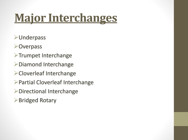 Types of intersection of road and design parameters of road ...