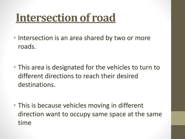 Types of intersection of road and design parameters of road ...