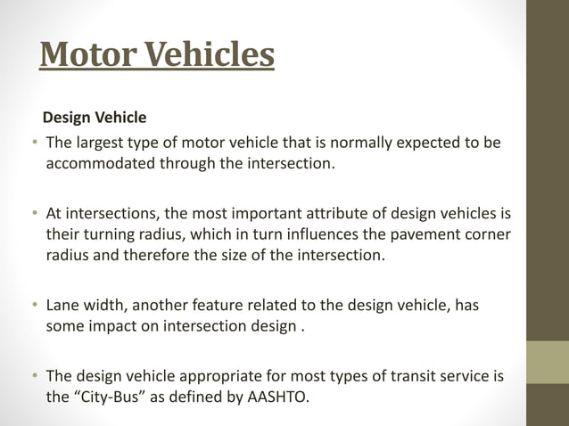 Types of intersection of road and design parameters of road ...