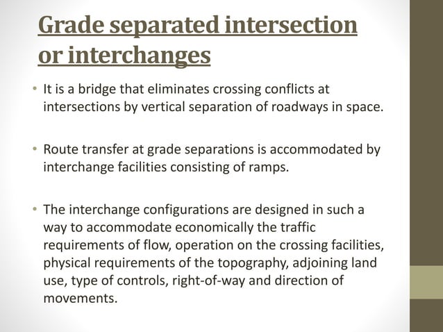 Types of intersection of road and design parameters of road ...