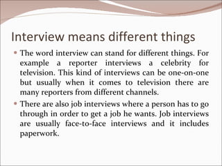 Types of interview | PPT