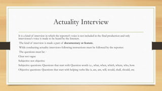 Types of interview for news gathering and reporting | PPTX