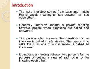 Types of Interviews | PPTX