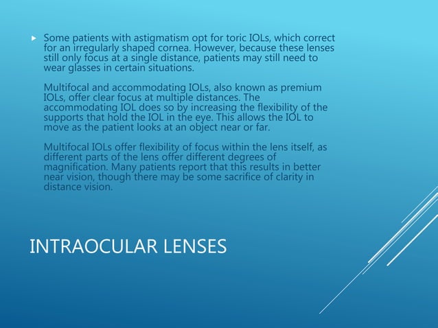 Types of Intraocular Lenses | PPTX