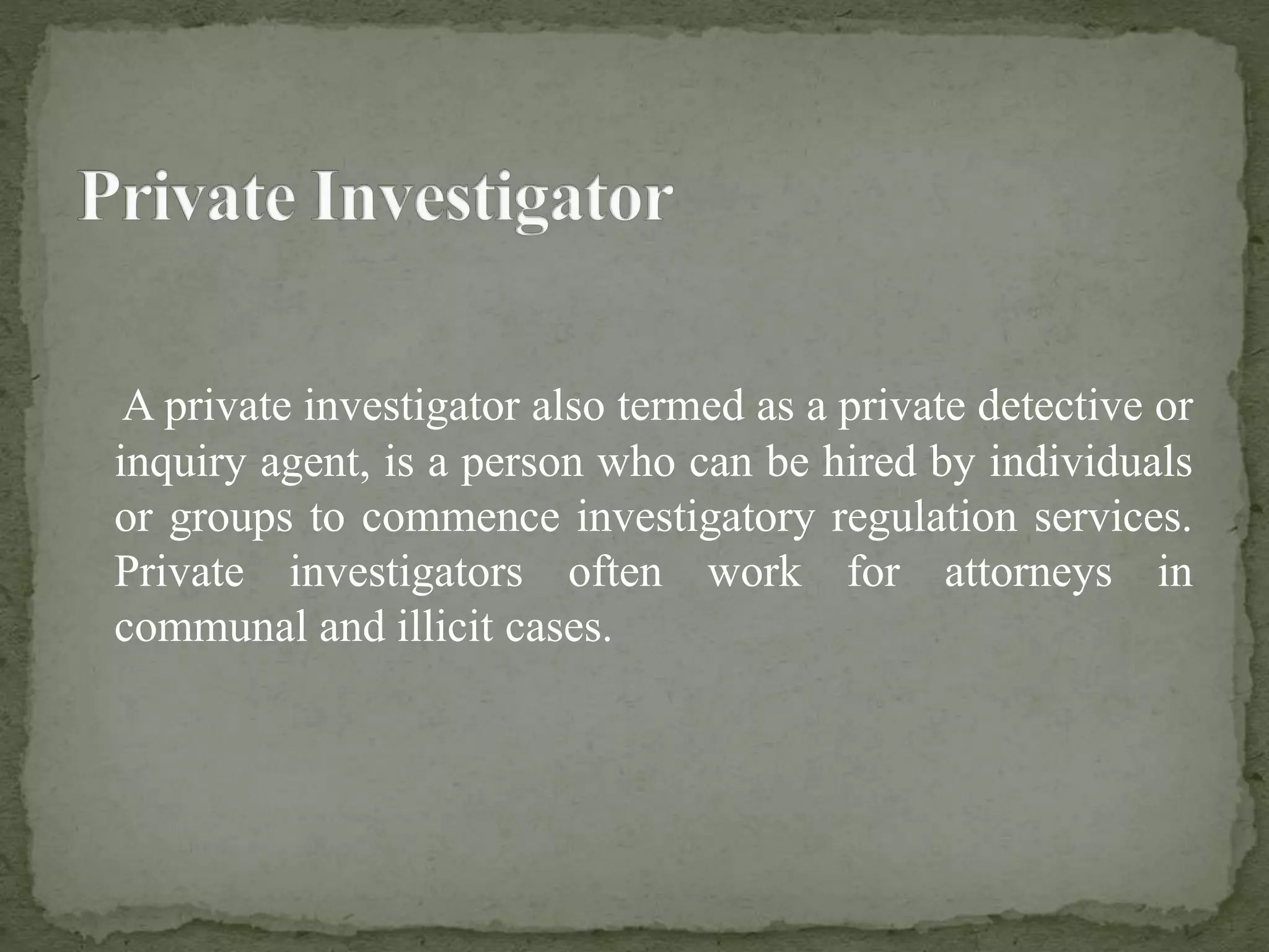 Types of investigation- Adam Quirk | PPT