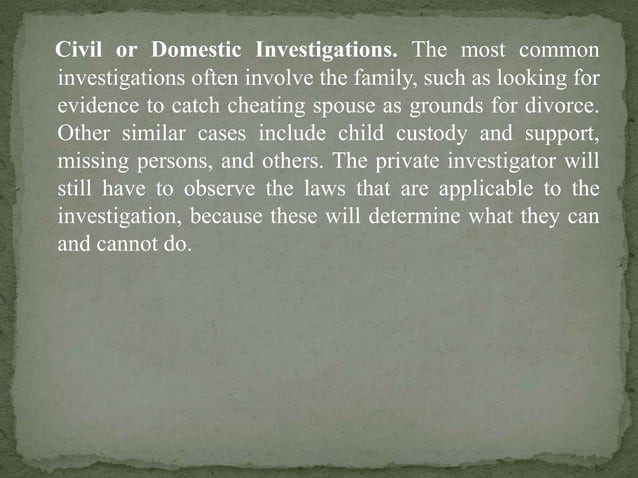 Types of investigation- Adam Quirk | PPT