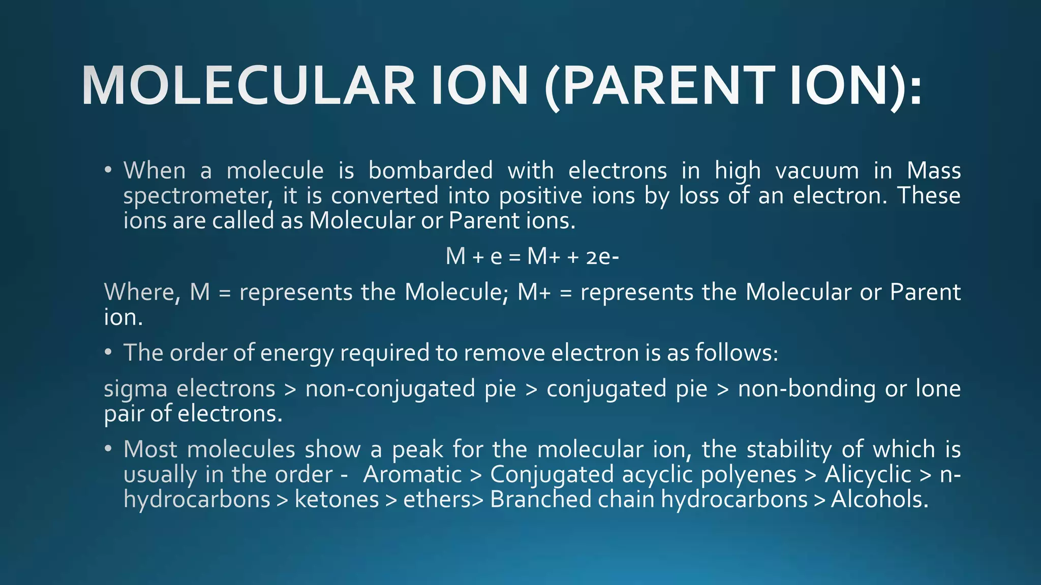 Types of Ions Produced In Mass Spectrometry | PPTX