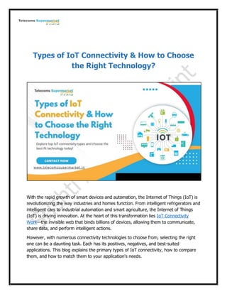 Types of IoT Connectivity & How to Choose the Right Technology? | PDF