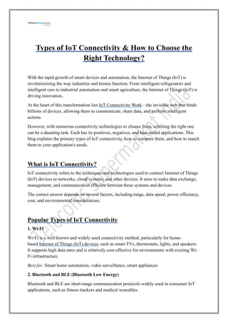 Types of IoT Connectivity & How to Choose the Right Technology | PDF