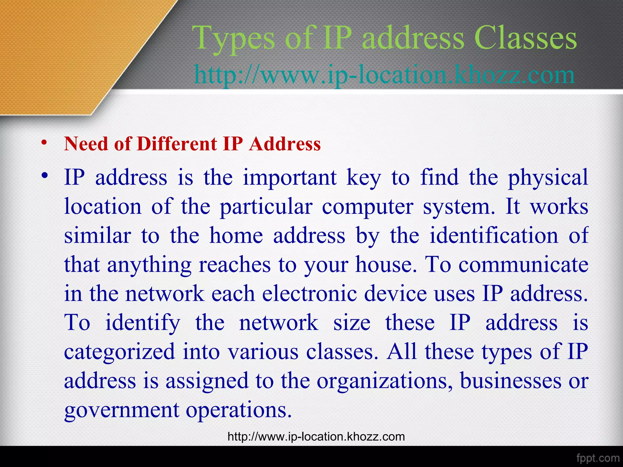 Types of ip address classes | PPT
