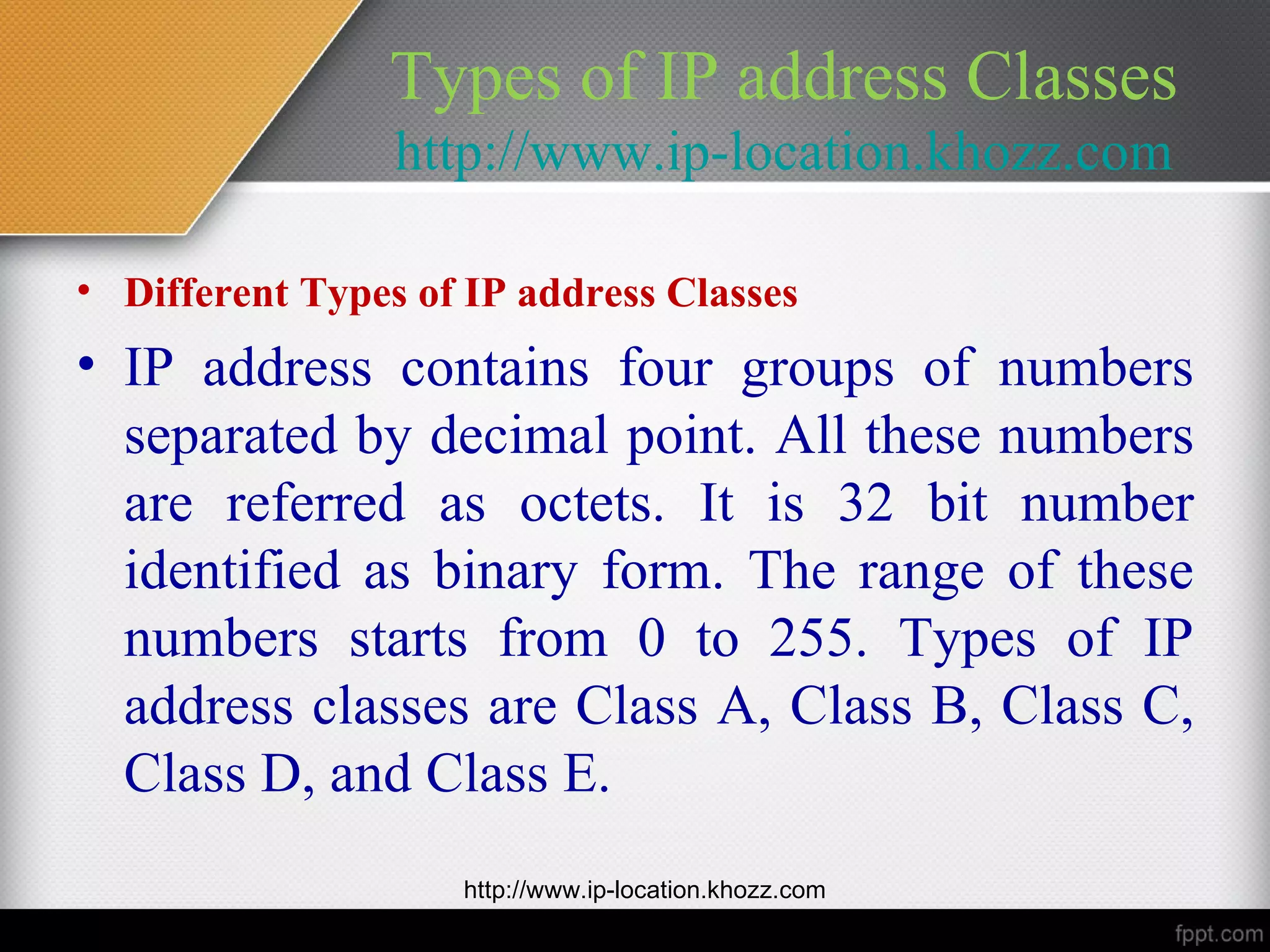 Types of ip address classes | PPT