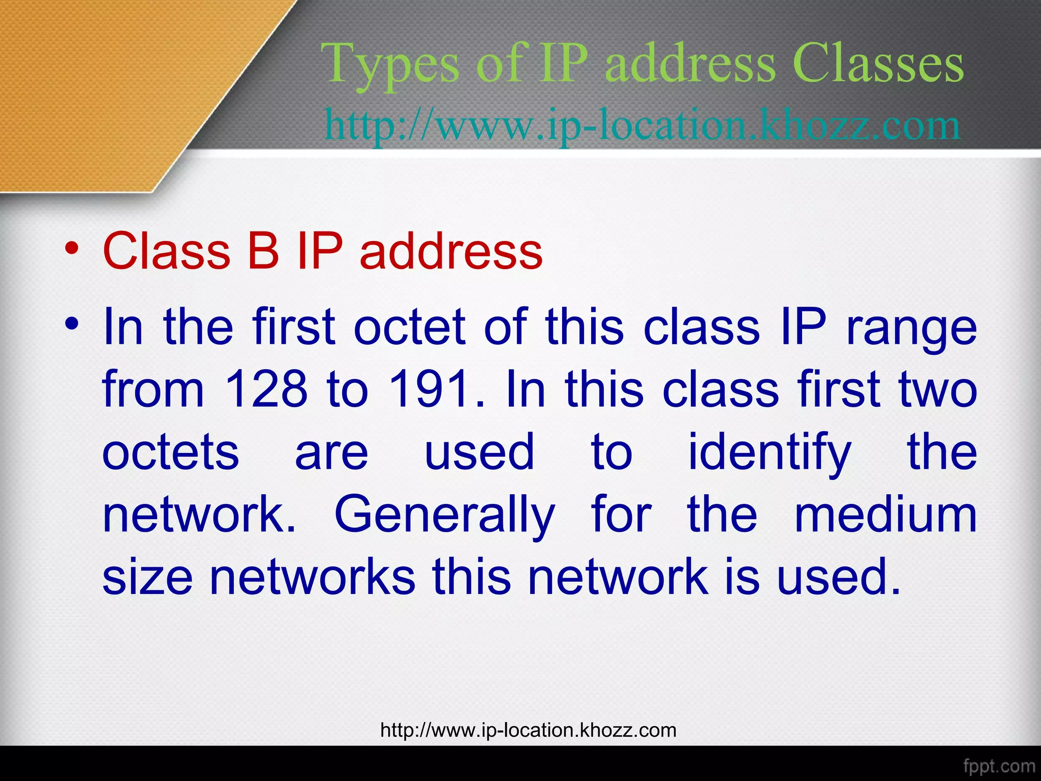 Types of ip address classes | PPT