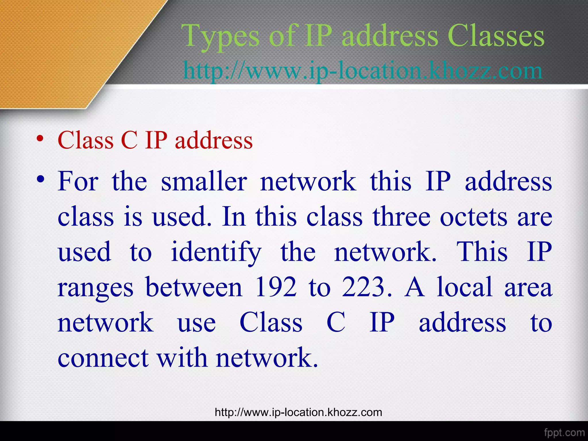 Types of ip address classes | PPT
