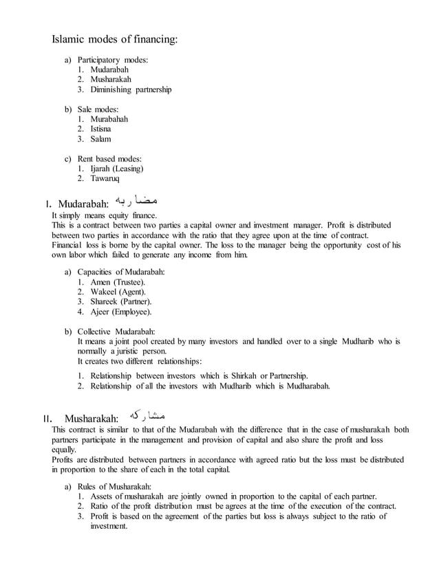 Types of islamic banking | DOCX | Business Accounting & Finance | Business