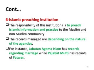 Types of islamic institutions and records | PPT