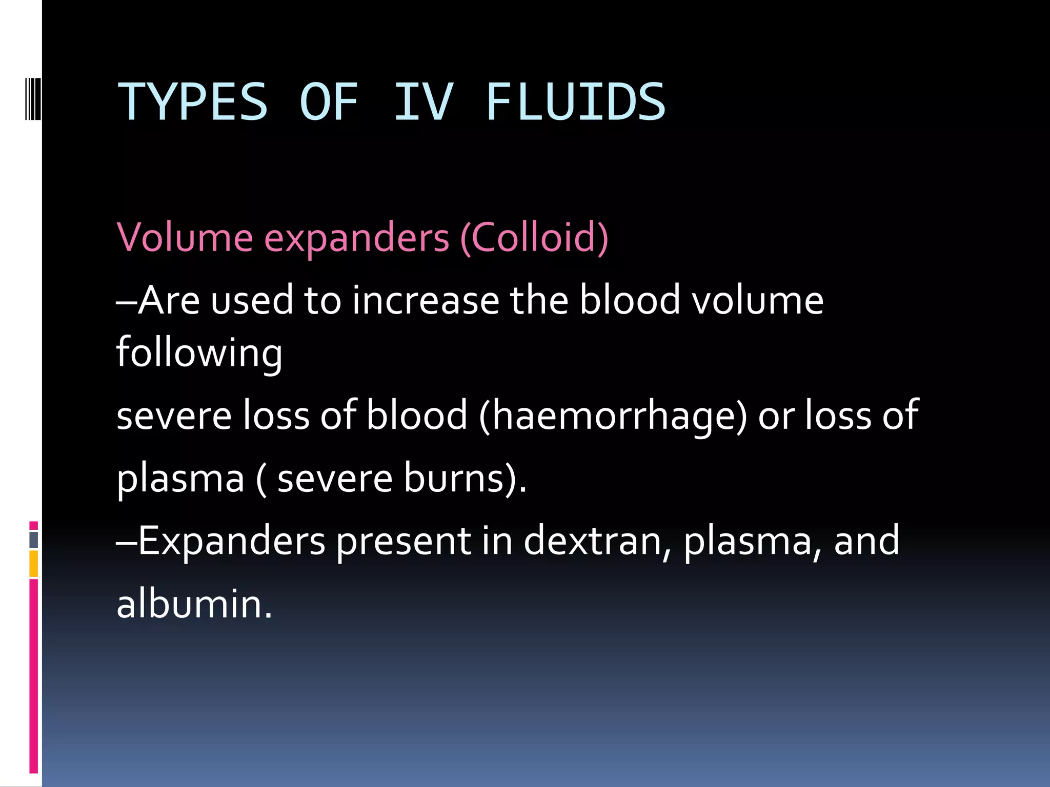 Types of iv fluids and uses | PPTX