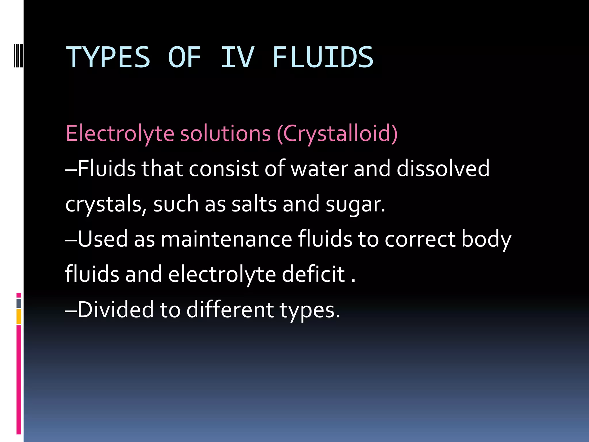 Types of iv fluids and uses | PPTX
