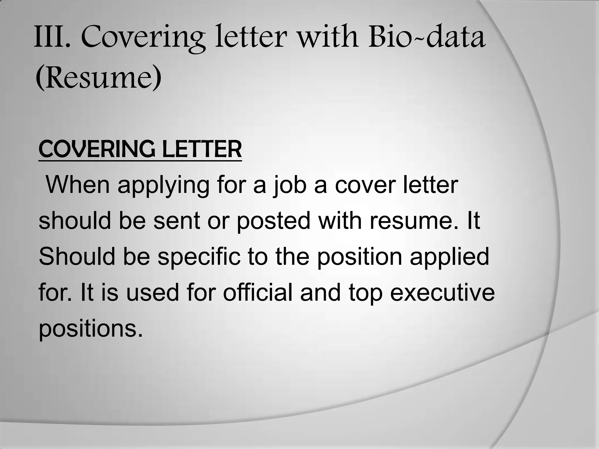 Types of job application letter | PPSX