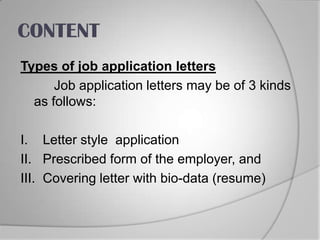 Types of job application letter | PPSX