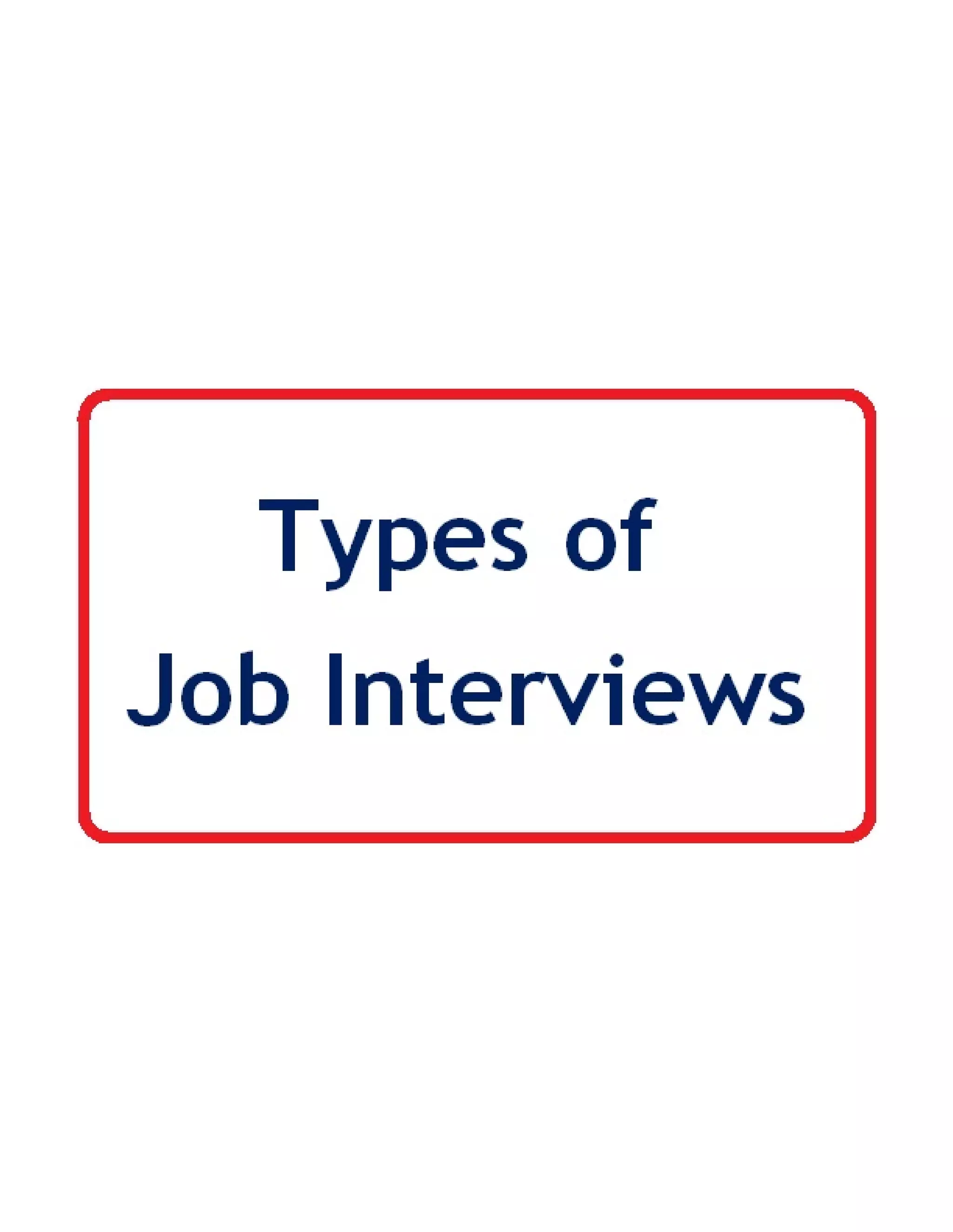 Types of job interviews | PDF