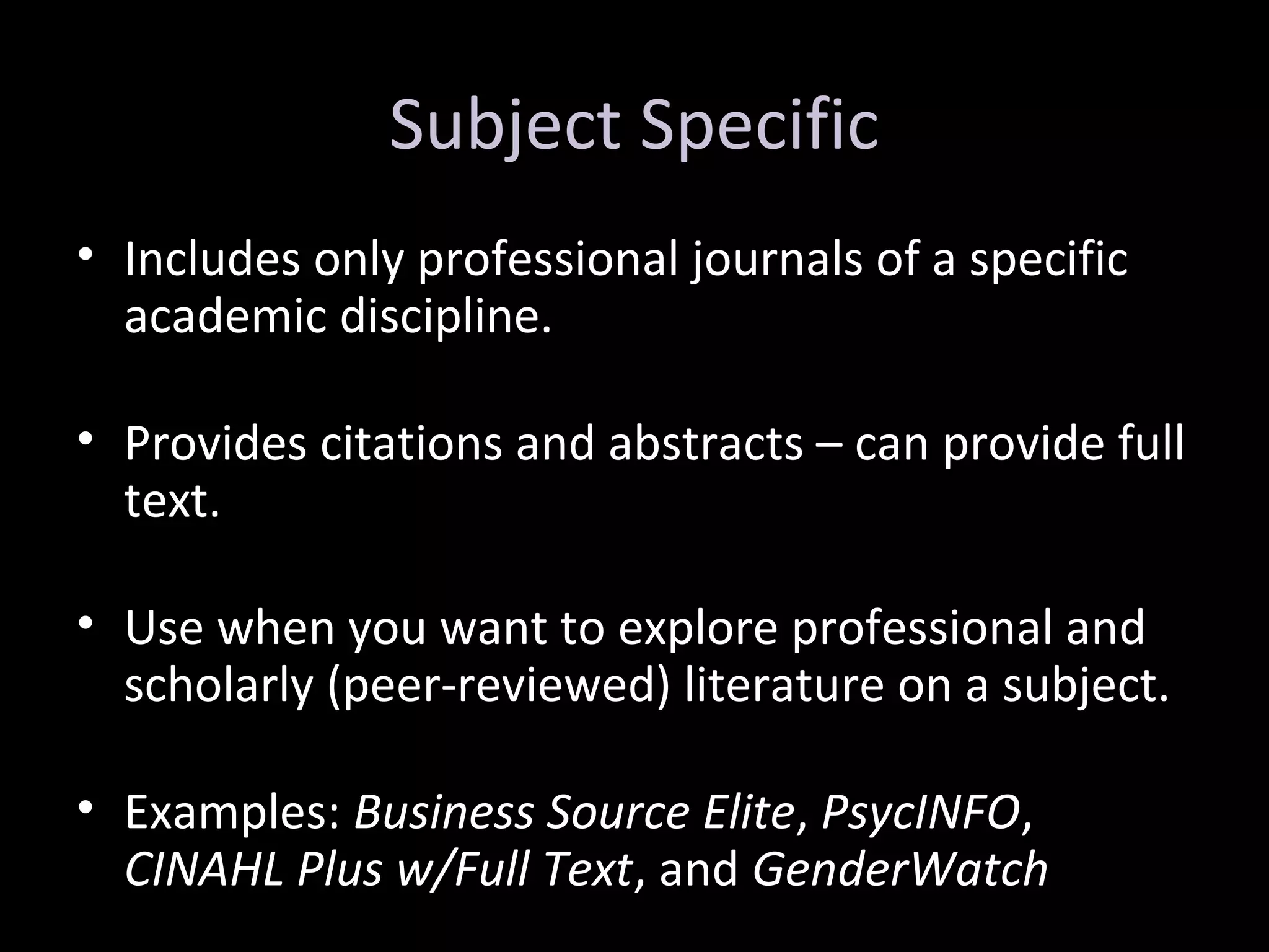 Types of Journal Databases | PPT