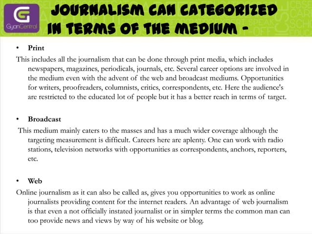 Types of journalism | PPTX | Media Industry | Industries