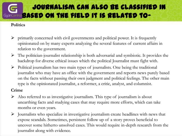 Types of journalism | PPTX | Media Industry | Industries
