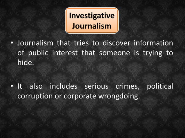 Types of Journalism | PPTX | Media Industry | Industries