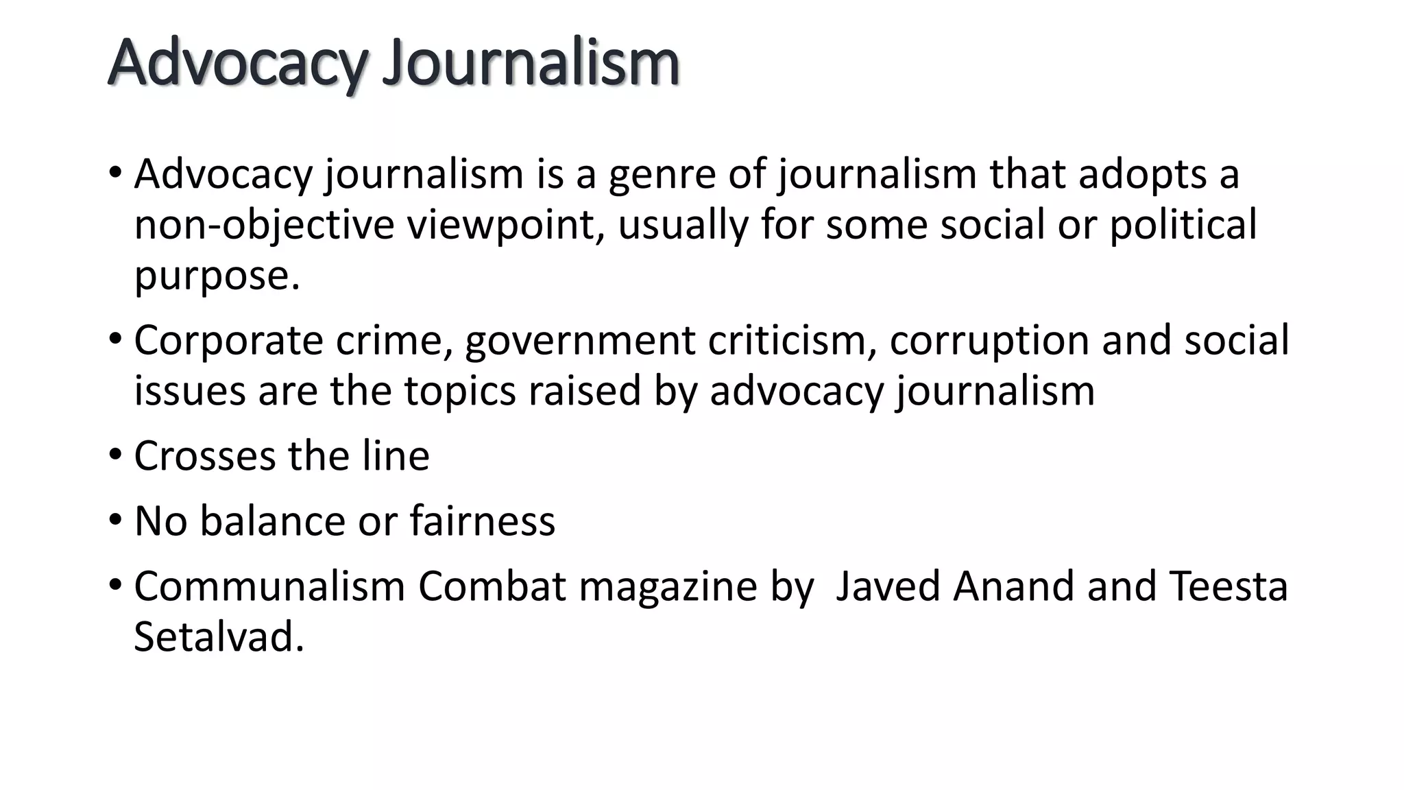 Types of journalism | PPTX