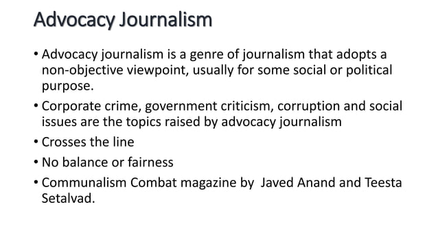 Types of journalism | PPTX | Photography | Arts and Crafts