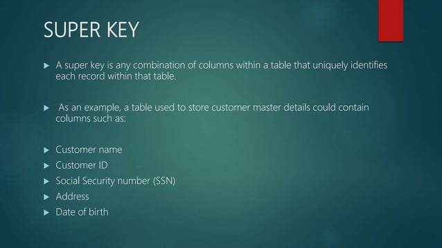 Types of keys in dbms | PPTX | Databases | Computer Software and ...