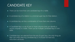 Types of keys in dbms | PPTX | Databases | Computer Software and ...