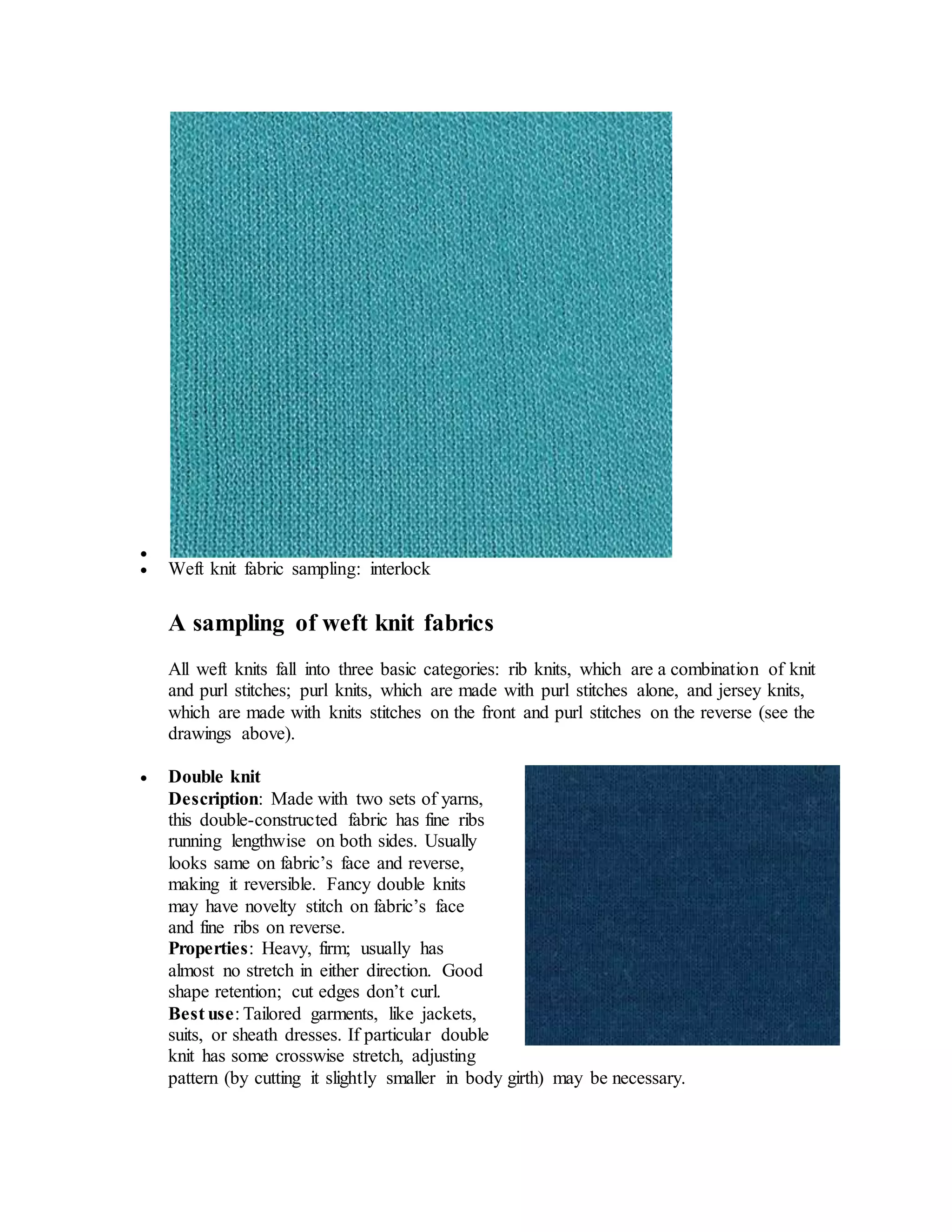 Types of Knitted Fabric | DOCX
