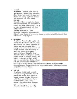 Types of Knitted Fabric | DOCX