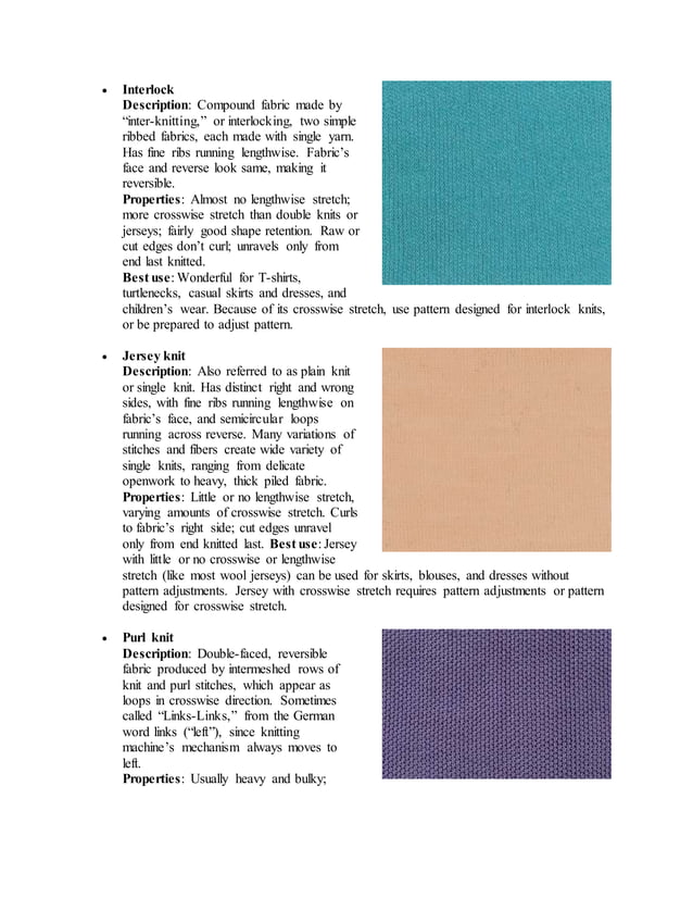 Types of Knit fabric | PDF