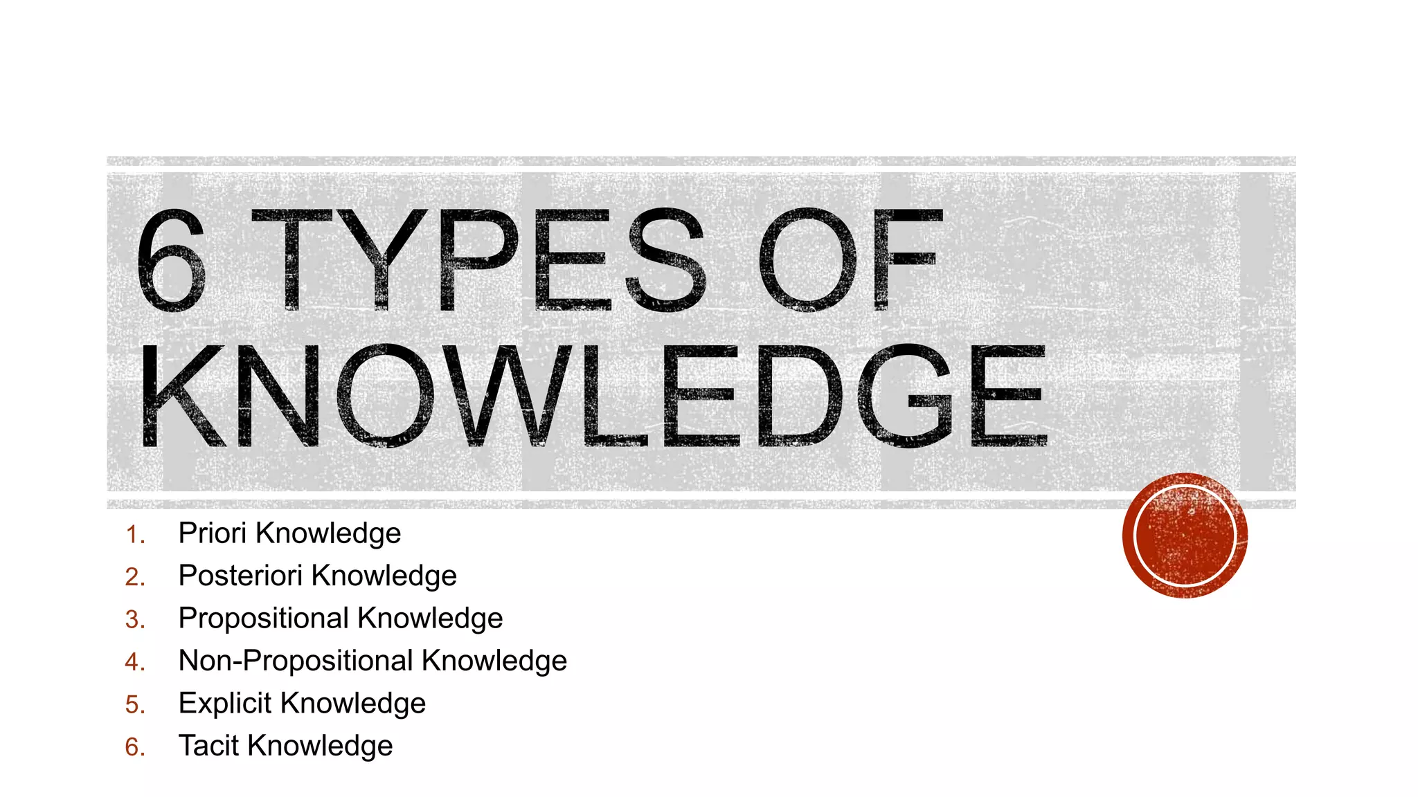 Types of knowledge (6 TYPES OF KNOWLEDGE) | PPTX