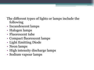 Types of lamps | PPTX