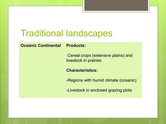 Types of landscapes | PPTX | Agriculture | Industries
