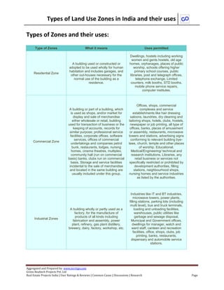 Types of land use zones in india and their uses | PDF