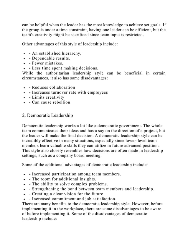 Types of leadership style.pdf | Executive Leadership & Management ...